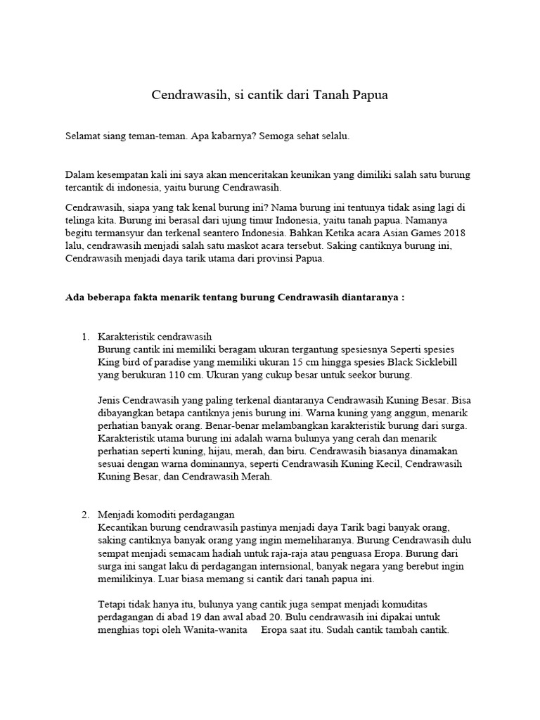 Cendrawasih Si Cantik Dari Papua | PDF
