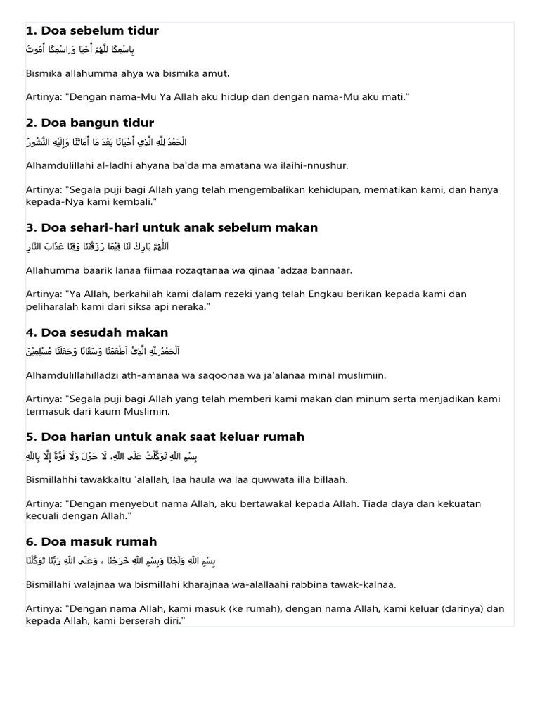 Kumpulan Doa Harian untuk Anak | PDF | Agama & Spiritualitas
