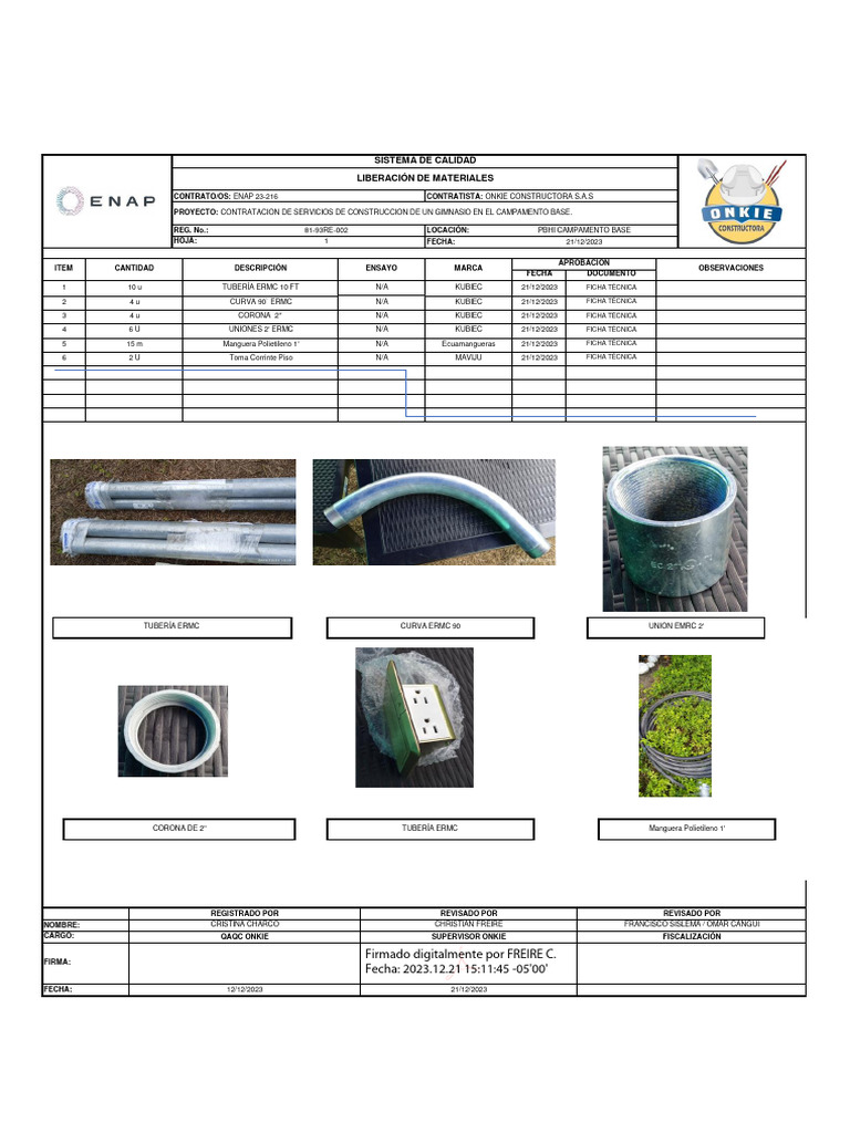 Liberacion Materiales Electrico Sing | PDF