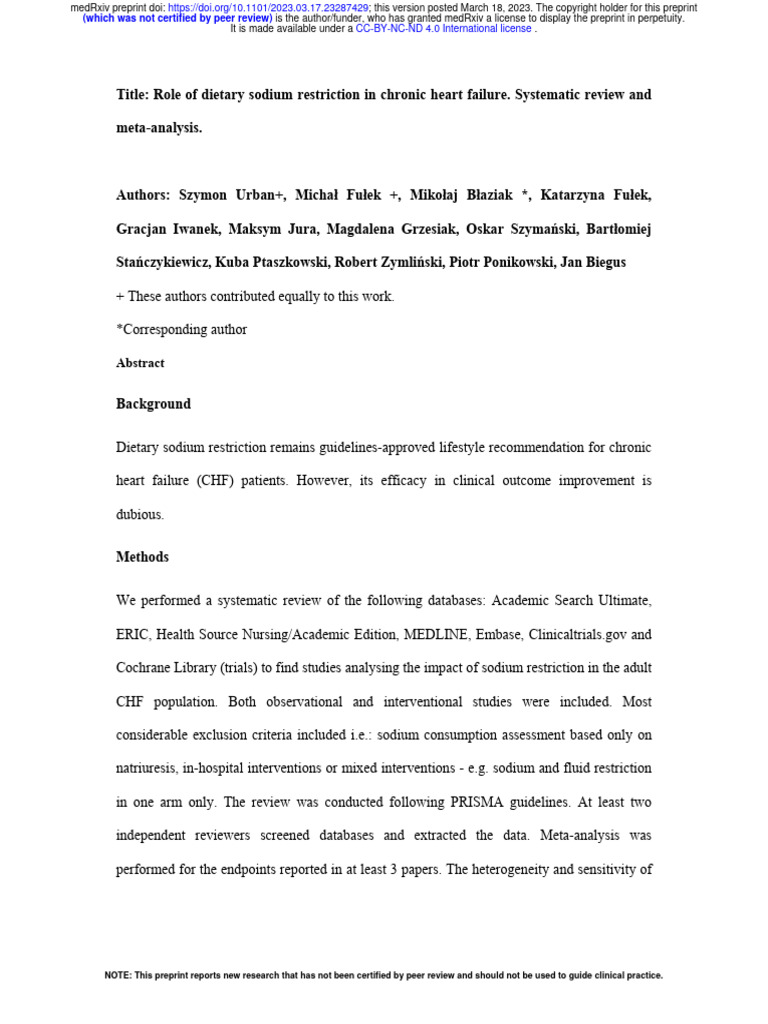 Research Paper Anout Heart | PDF | Heart Failure | Systematic Review