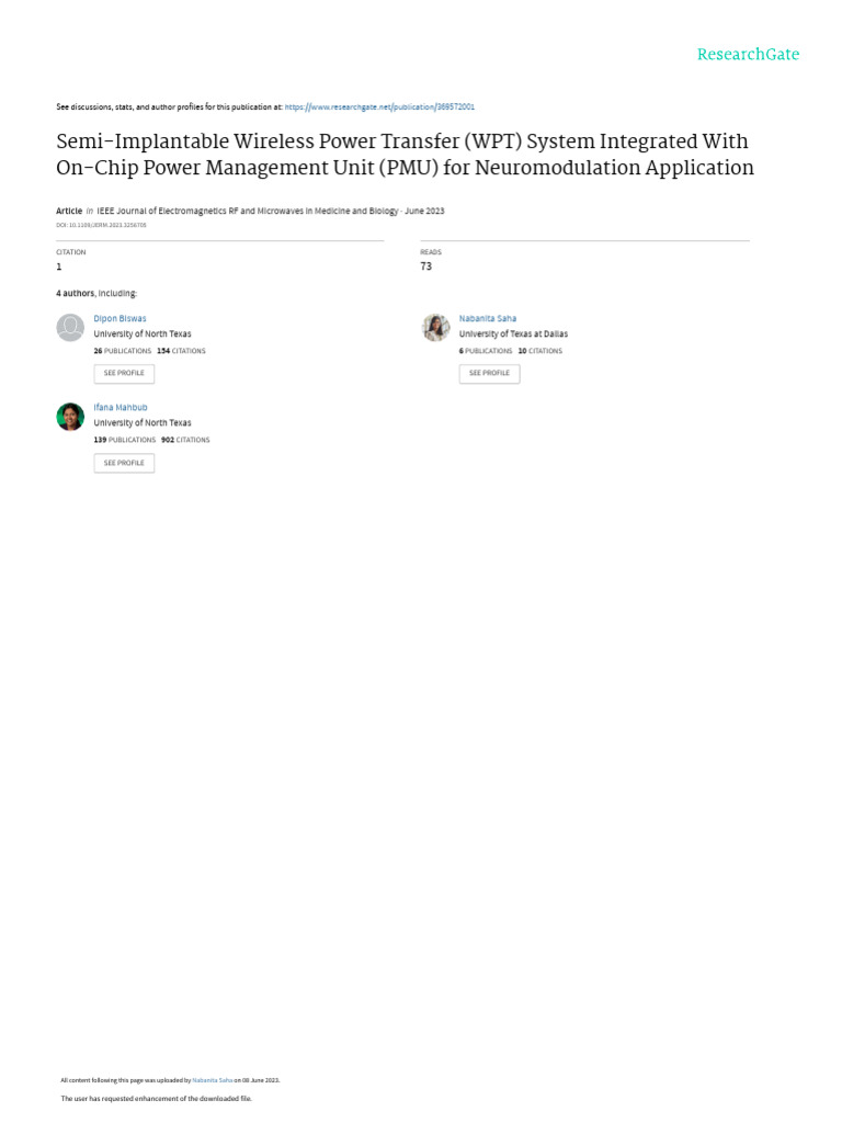 Semi-Implantable Wireless Power Transfer WPT System Integrated With On-Chip Power Management ...