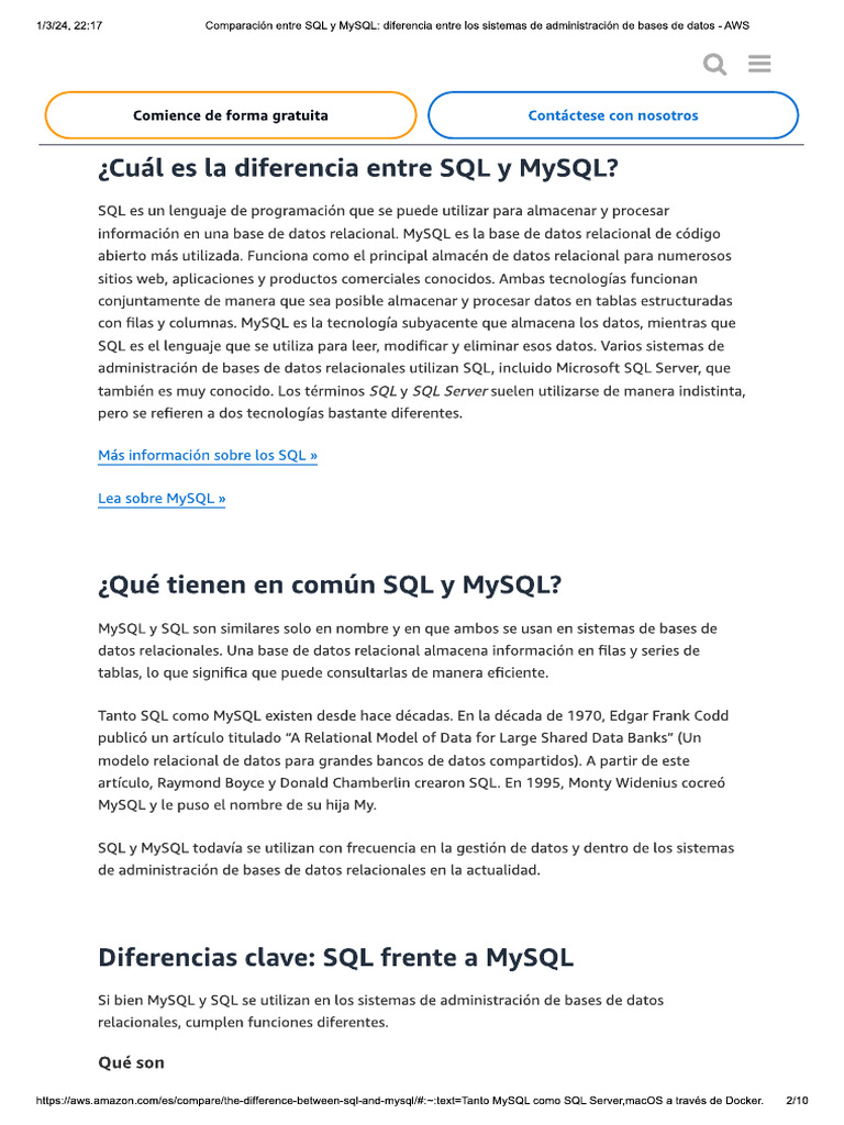 Comparación entre SQL y MySQL_ diferenc...administración de bases de ...