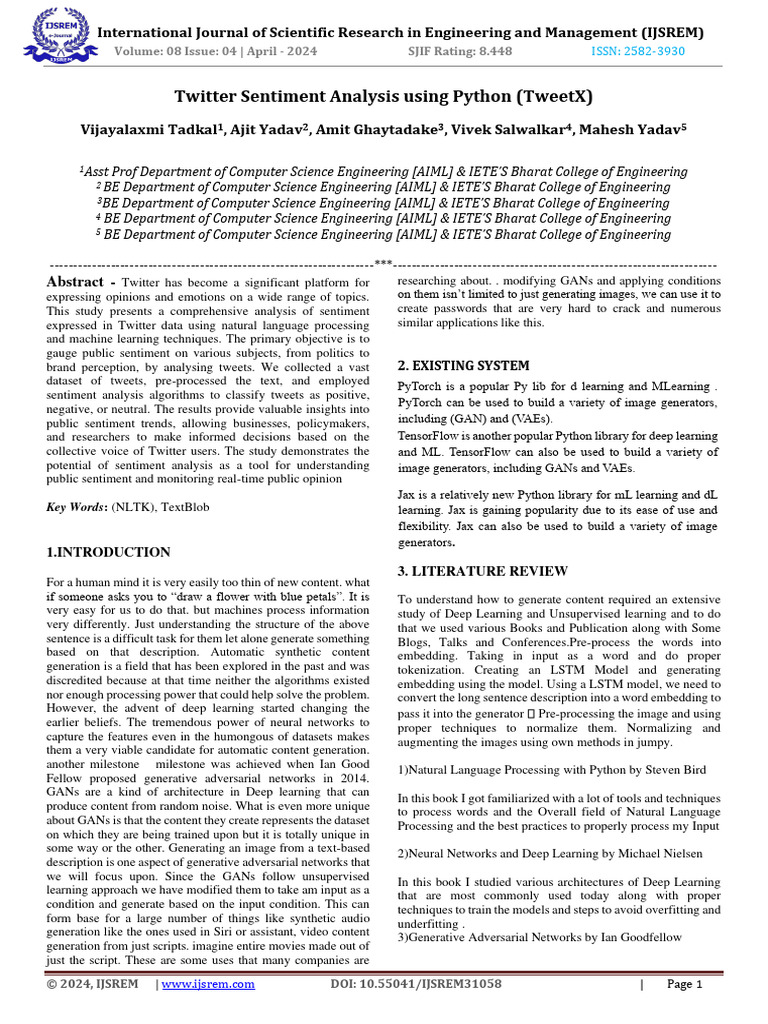 Twitter Sentiment Analysis Using Python TweetX | PDF | Html | World Wide Web