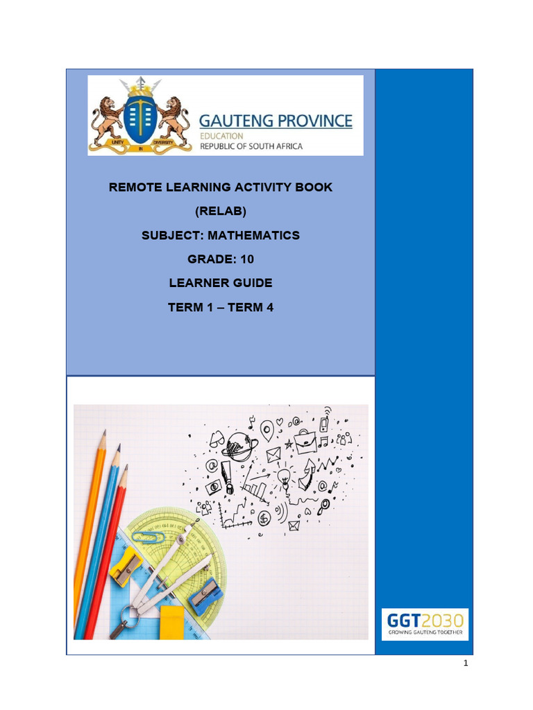 Grade 10 Mathematics RELAB( Term1 -Term 4) Learner Booklet | Download Free PDF | Equations ...