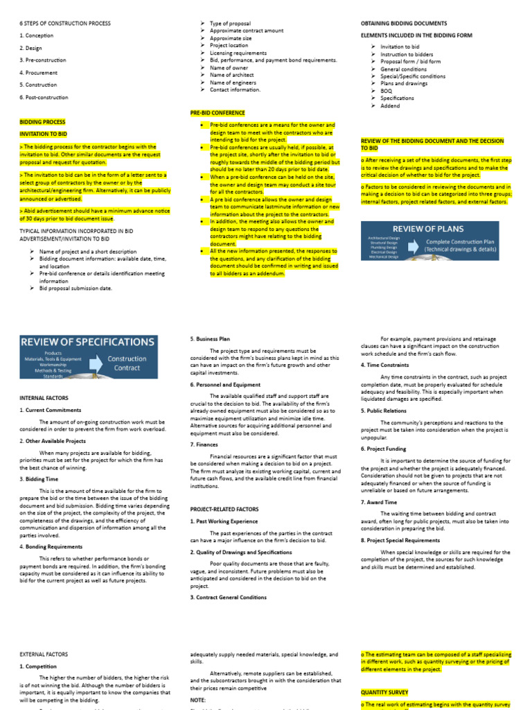 Key Steps in the Construction Bidding Process | PDF | General ...