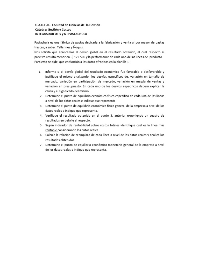 Pastachula - Integrador UT 5 y 6 | PDF | Presupuesto | Sector privado
