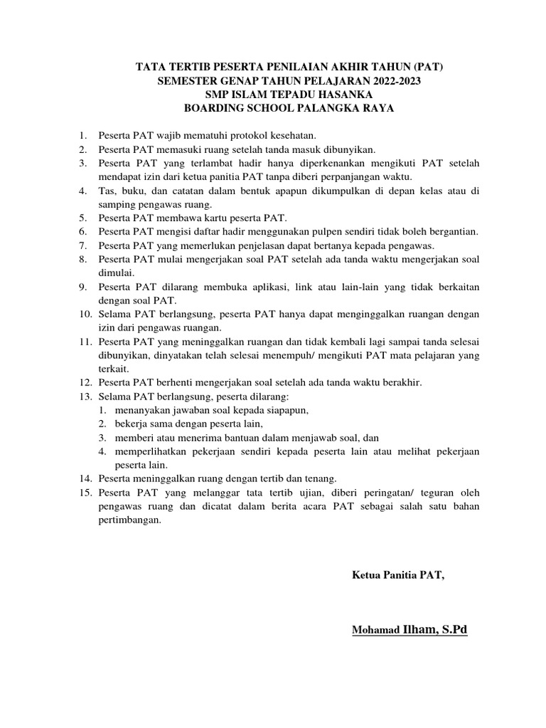 Tata Tertib Pat | PDF