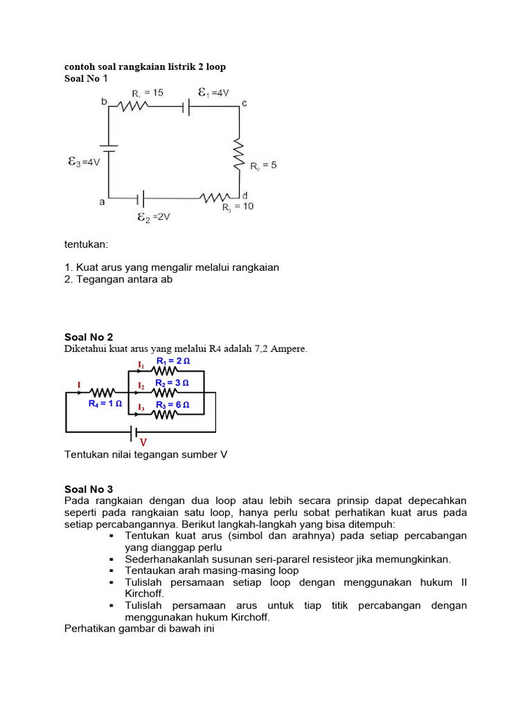 contoh soal rangkaian listrik 2 loop | PDF