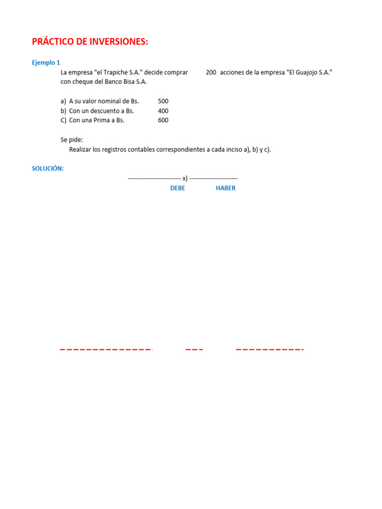 Practico - Inversiones | PDF | Compartir (Finanzas) | Contabilidad