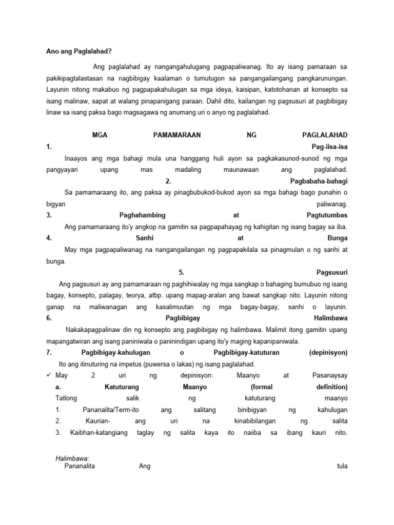 Ano Ang Paglalahad | PDF