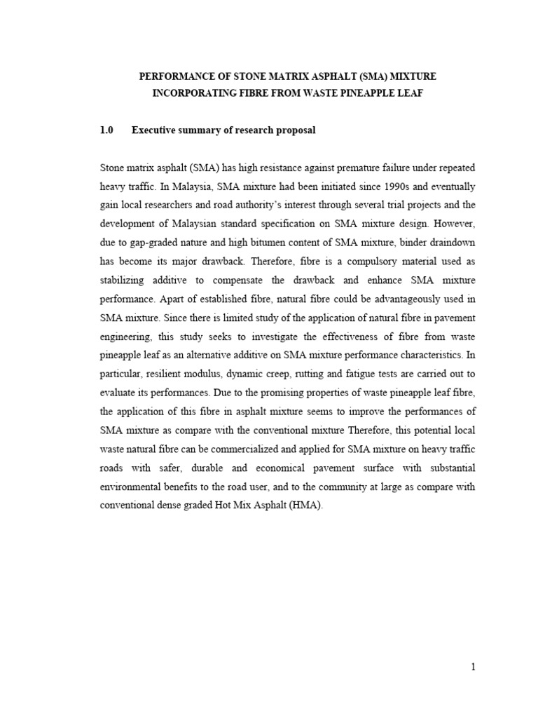 Performance of Stone Matrix Asphalt (Sma) Incorporating Pineapple Leaf ...