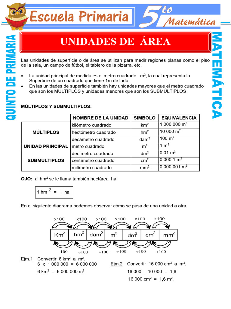 Ejemplos de Unidades de Área para Quinto de Primaria | PDF | Notación ...