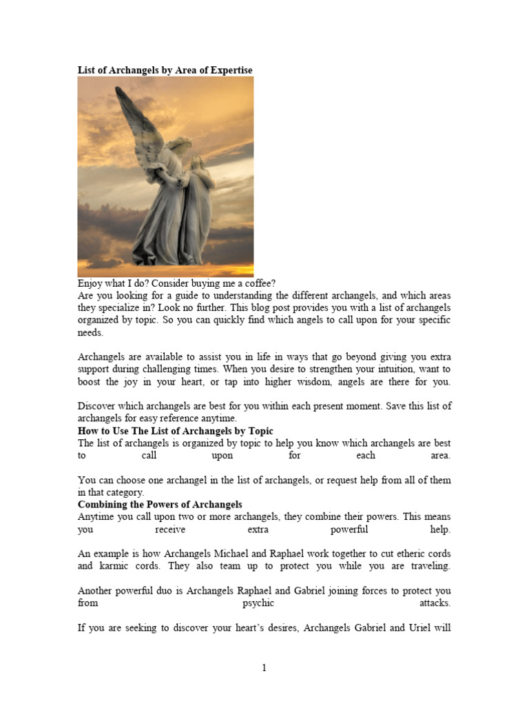 List of Archangels by Area of Expertise | PDF | Archangel ...