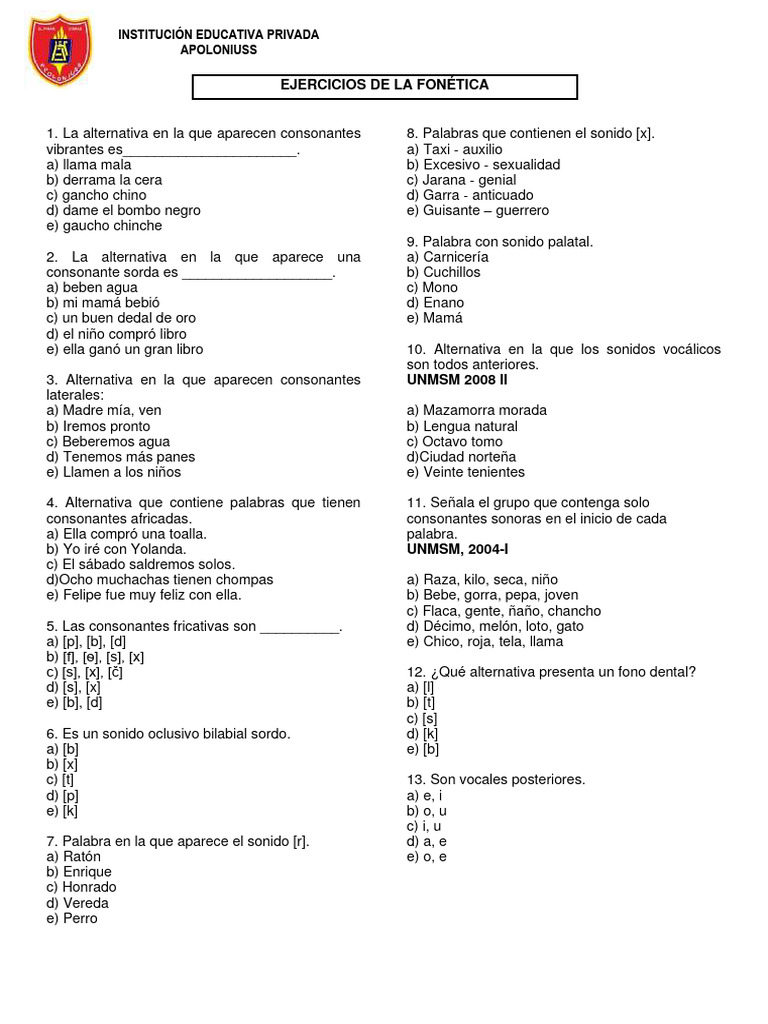 Ejercicios Fonética 3 y 5 | PDF | Voz humana | Fonética