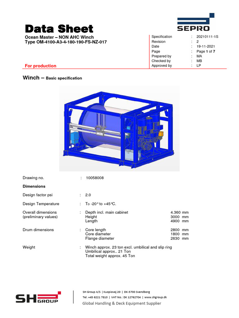 ROV Umbilical Winch 20210111 1S Rev 2 OM 4100 A3 4 180 190 FS NZ | PDF ...