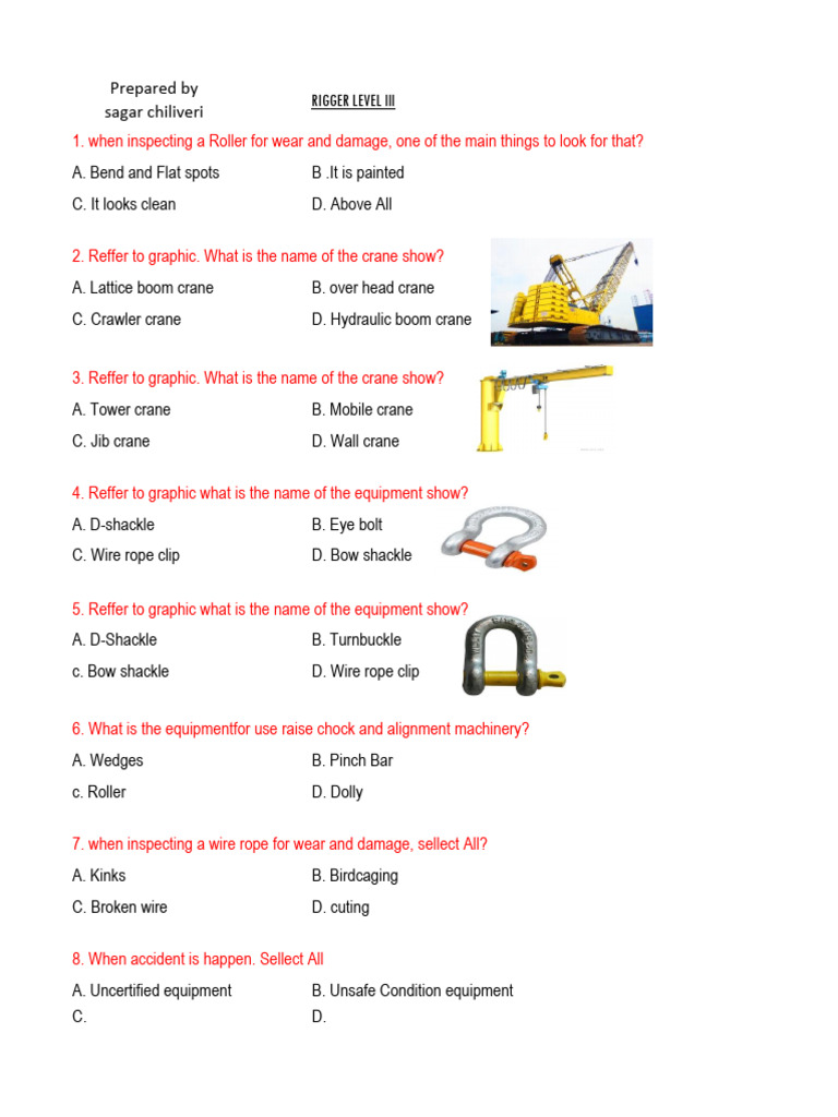 Rigger Level 3 Exam Preparation Guide | PDF | Crane (Machine) | Screw