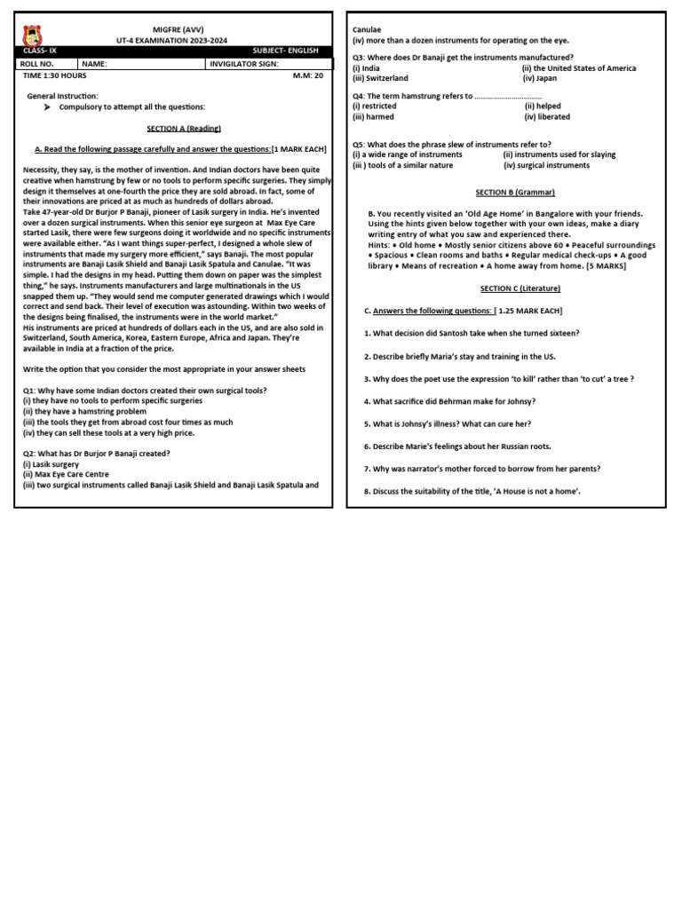 9th eng ut2 | Download Free PDF | Surgery