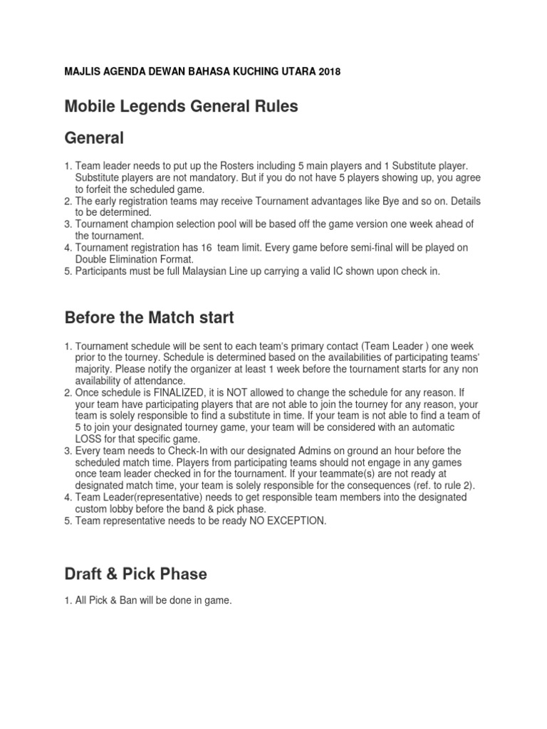 Mobile Legends Rules and Regulations | PDF | Tournament