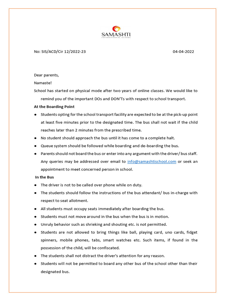 Bus Safety Rules | PDF