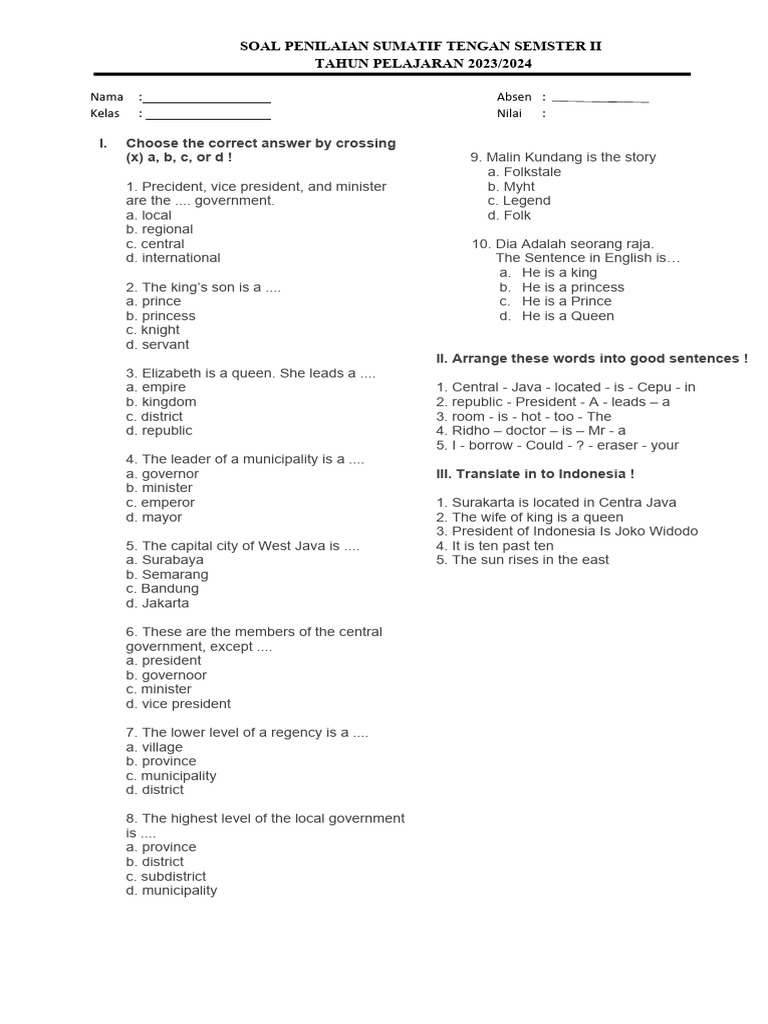 Soal Pts 2 Print Kls 6 | PDF | Fruit | Edible Fruits