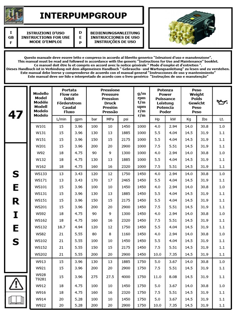 Interpump Manual Serie 47 | PDF