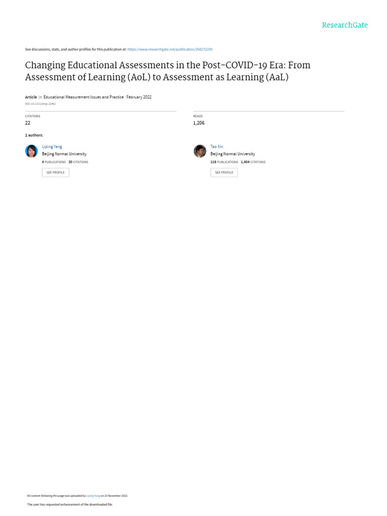 Changing Educational Assessments In The Post Covid 19 Era From