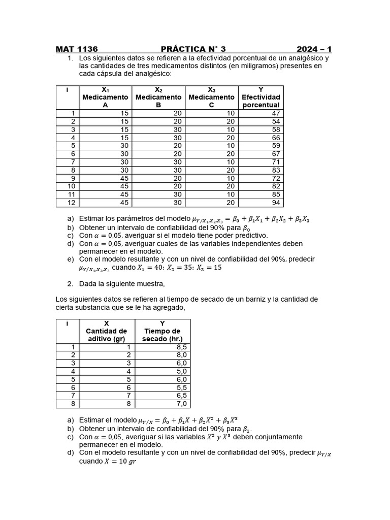 Mat 1136 Practica 3 2024-1 | PDF
