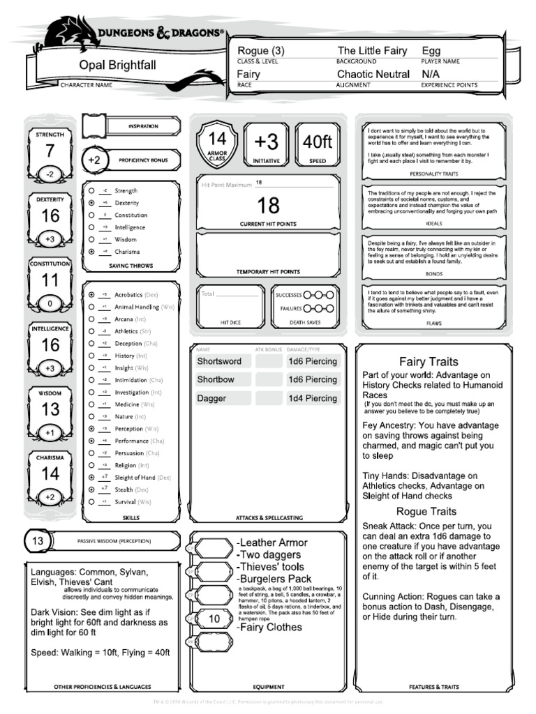 Em Character Sheet | PDF