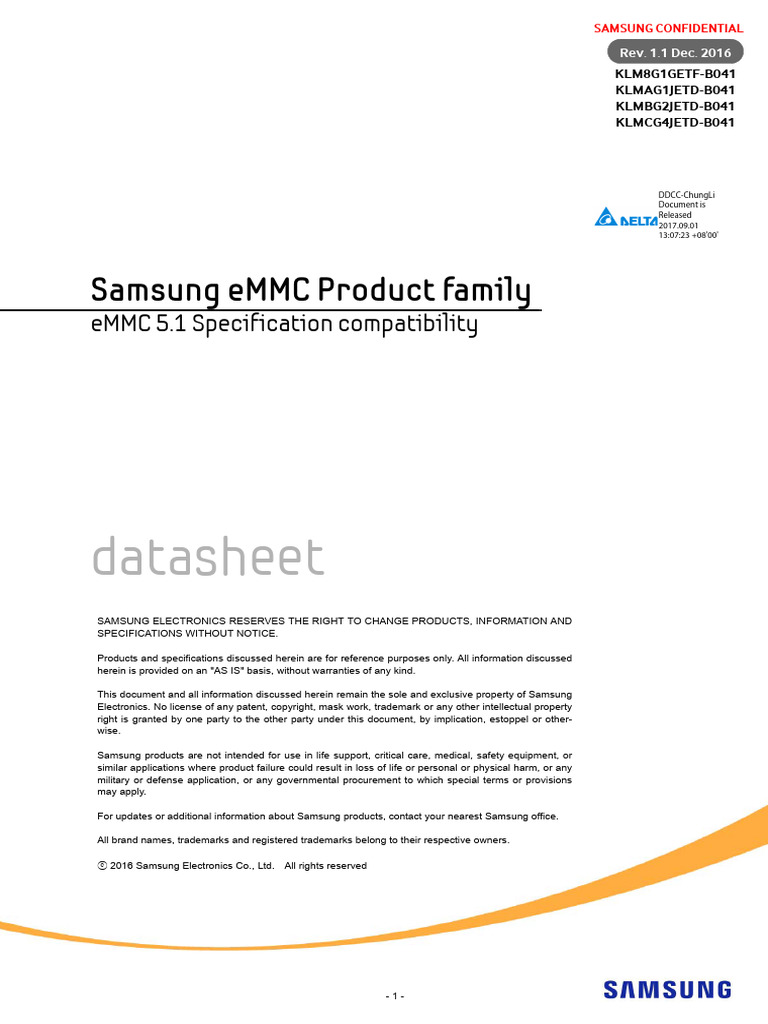 Samsung eMMC-2611204514 | PDF | Flash Memory | Computer Hardware