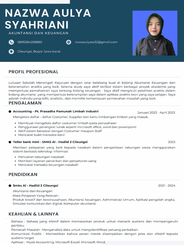 CV Nazwa Aulya Syahriani | PDF