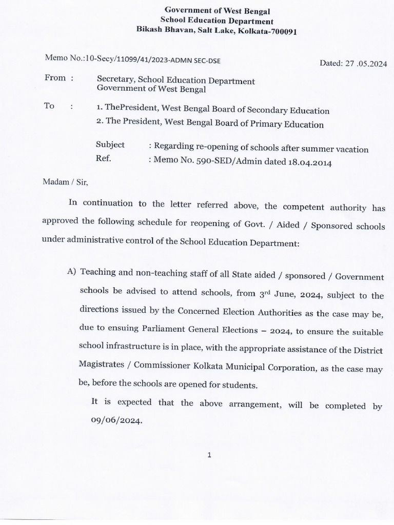 School Reopening After Summer Vacation, 2024-1 | PDF