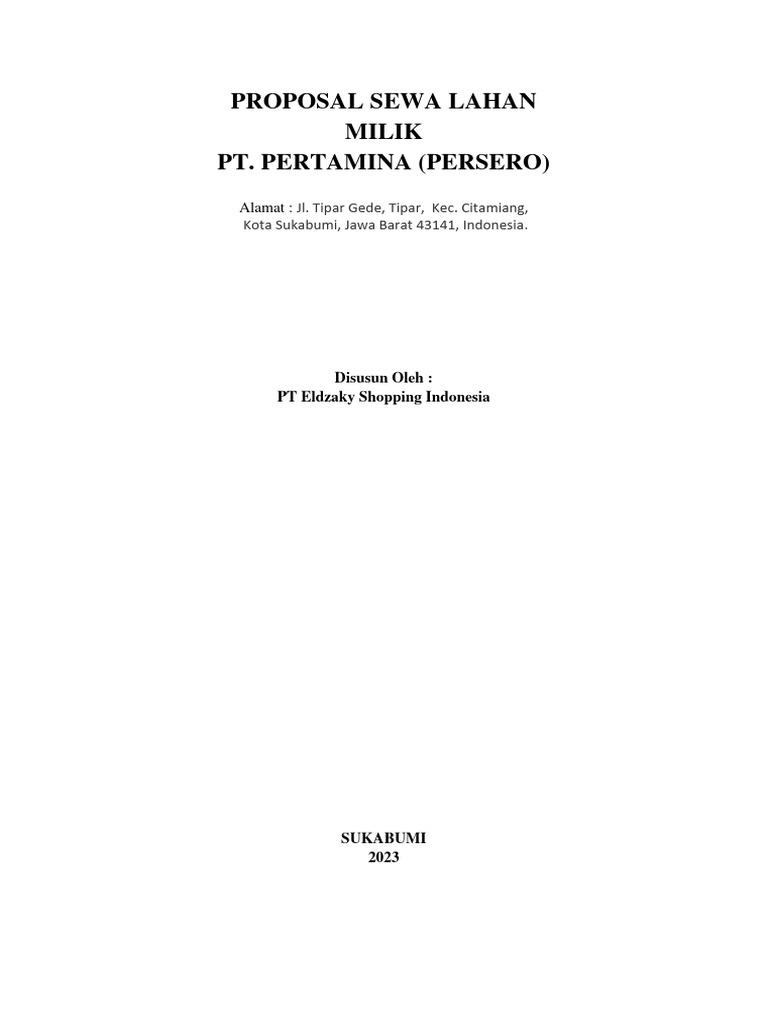 Draft Proposal Sewa Lahan | PDF