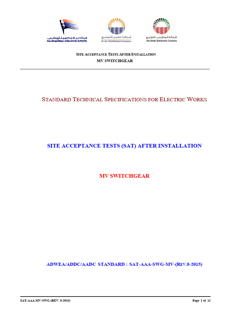 MV Switchgear Site Acceptance Tests | PDF | Insulator (Electricity ...