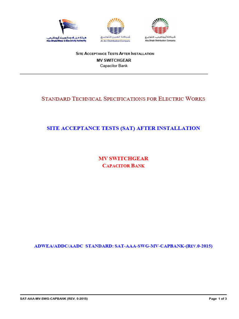 Adwea/addc/aadc Standard: Sat-Aaa-Swg-Mv-Capbank - (Rev.0-2015) | PDF ...