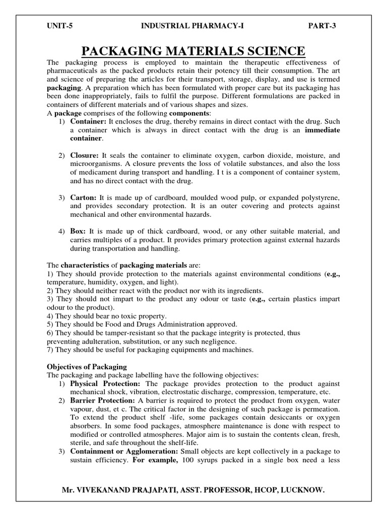Unit-5 Packaging Materials Science Part-3 | PDF | Glasses | Packaging ...