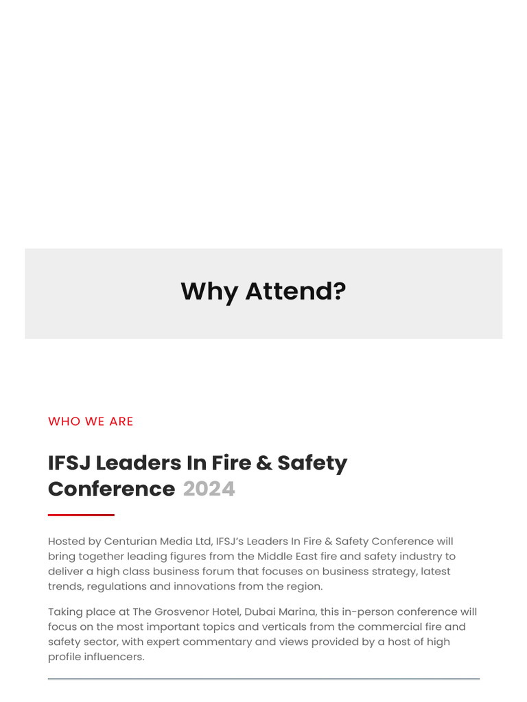 Why Attend - IFSJ Leaders in Fire & Safety Conference 2024 | PDF ...