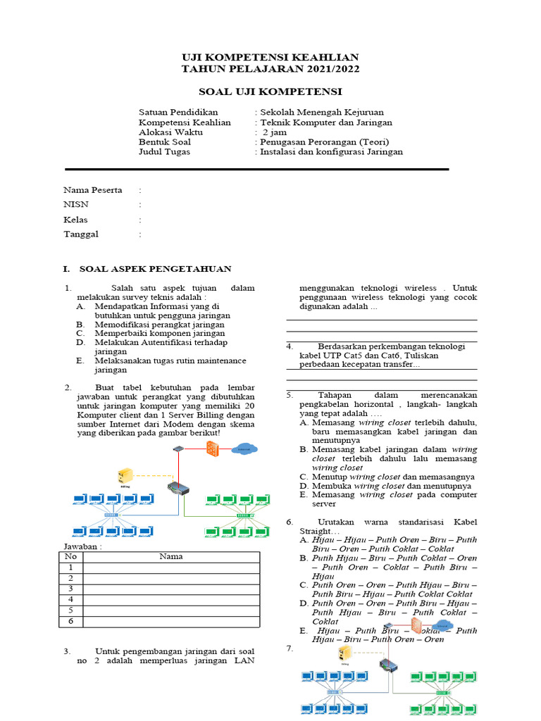 Soal Teori Uji Kompetensi Keahlian TKJ | PDF