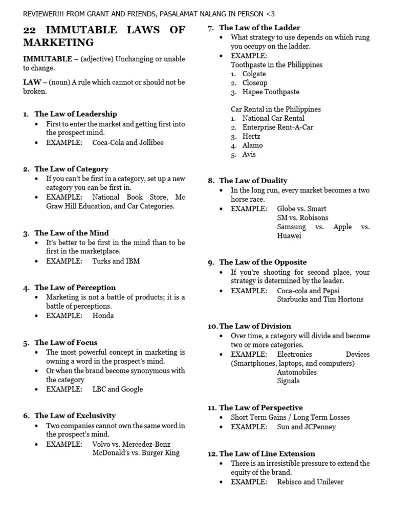 Immutable Laws of Marketing | PDF