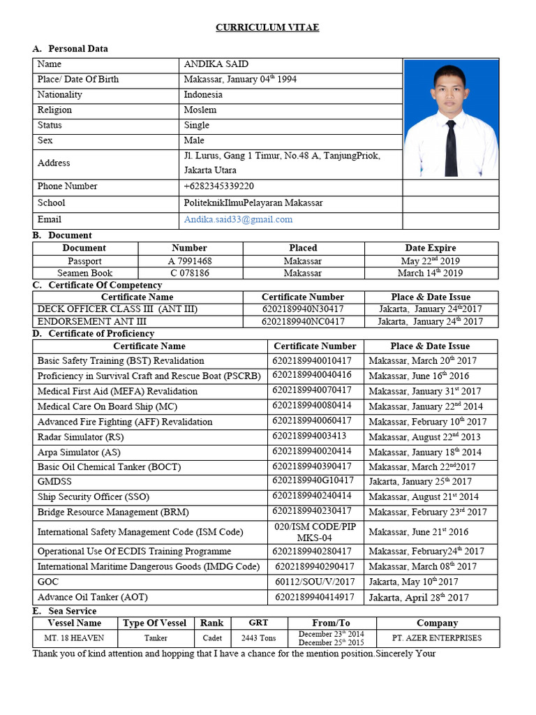Cv Crew Class Iii Pdf