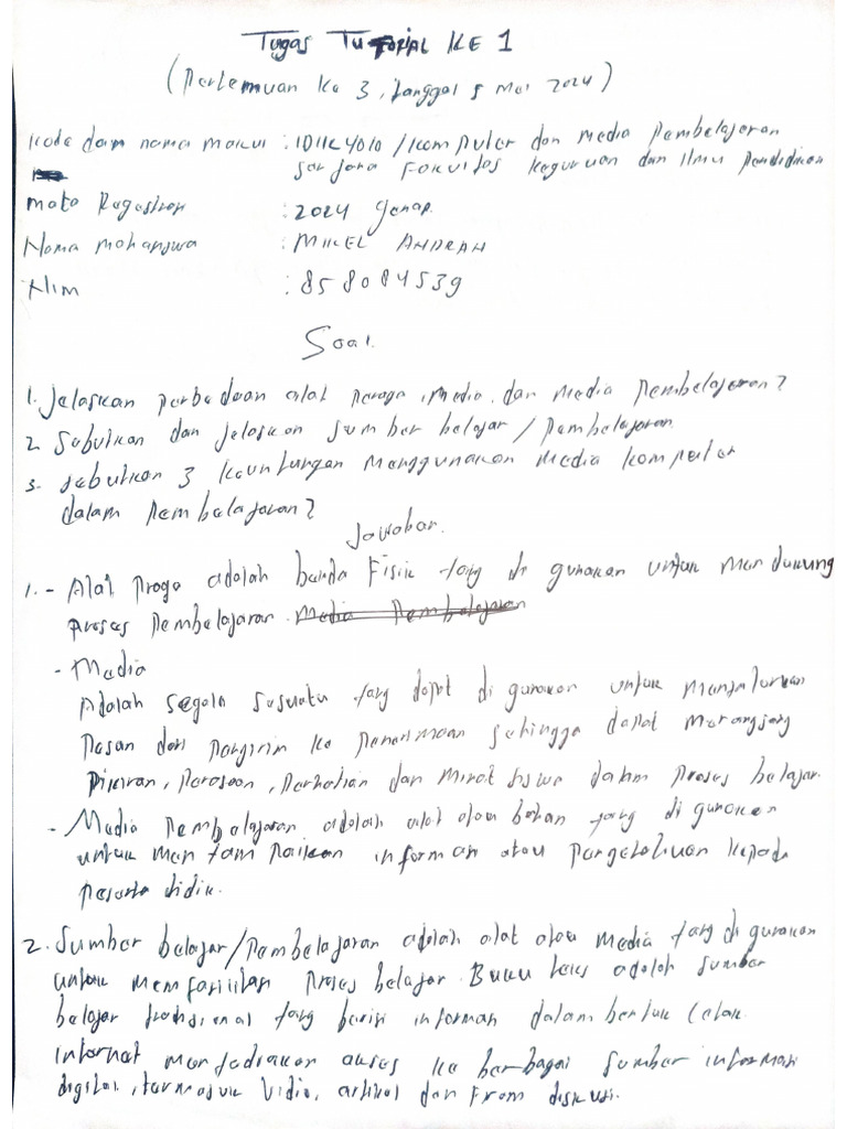 Mikel Andrian Tugas 1 Makul Komputer Dan Media Pembelajaran | PDF