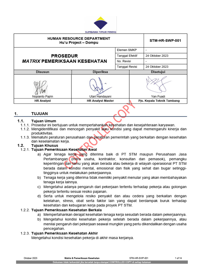 Prosedur Kesehatan Karyawan PT STM | PDF