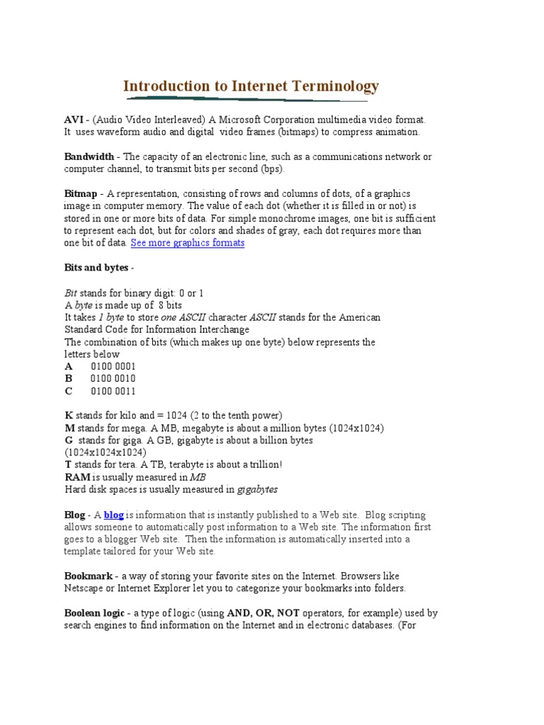Introduction To Internet Terminology | PDF | Web Browser | World Wide Web