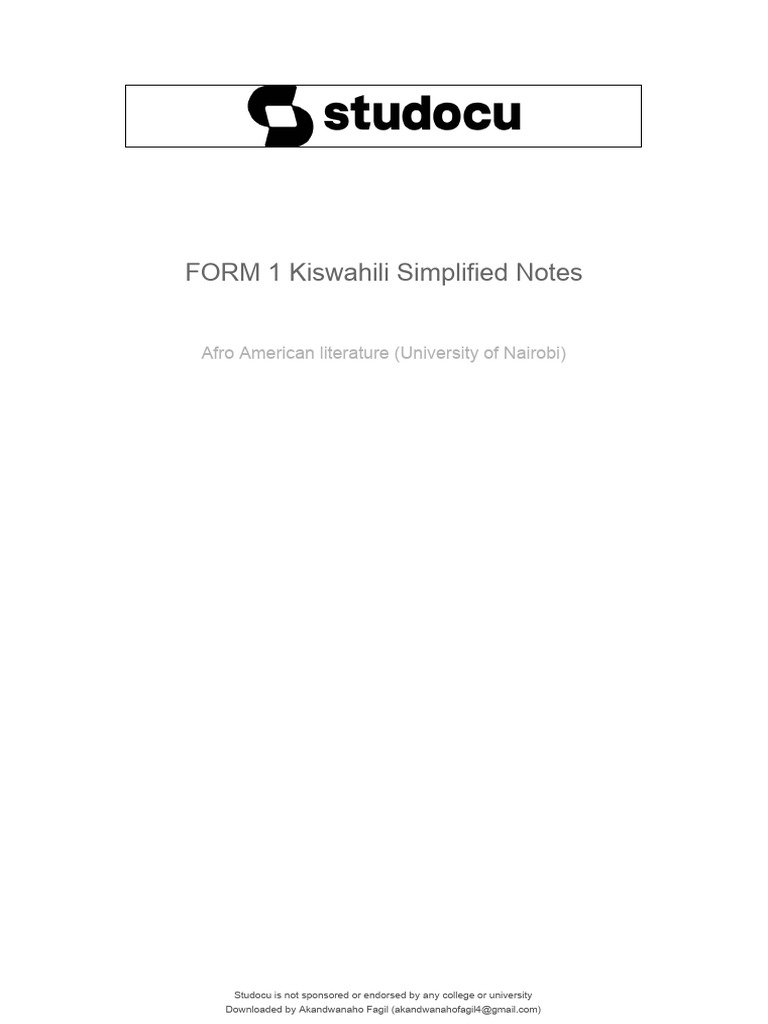 form-1-kiswahili-simplified-notes | PDF