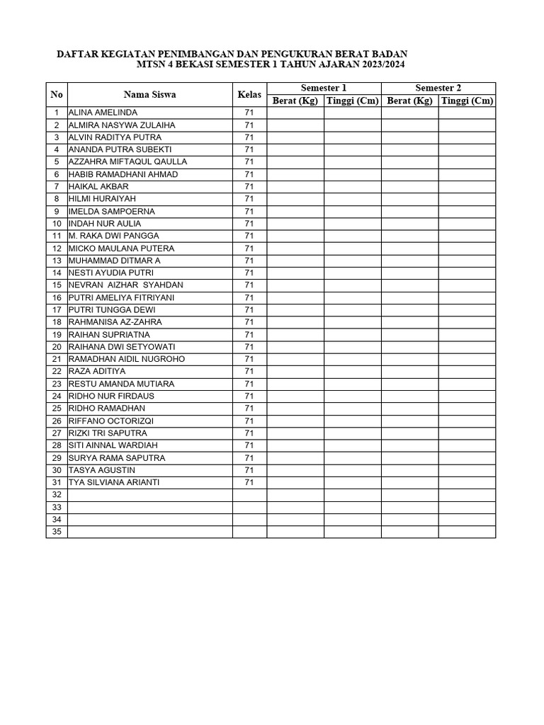 Form BB TB Gold Kelas 7 2024 | PDF