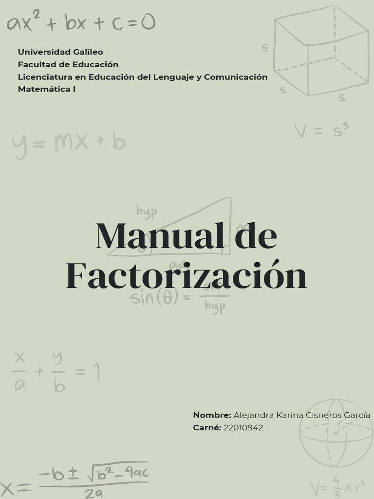 Manual de Factorización - Alejandra Cisneros | Descargar gratis PDF | Factorización | Álgebra