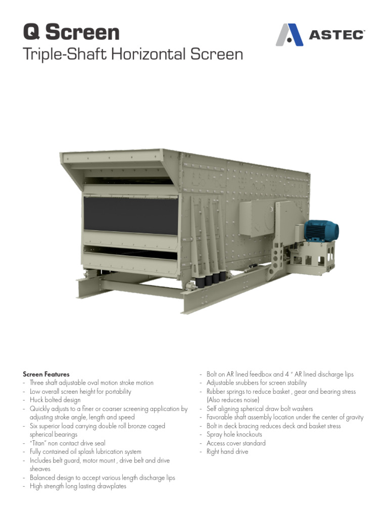Q Horizontal Screen Spec Sheet English | PDF | Belt (Mechanical ...