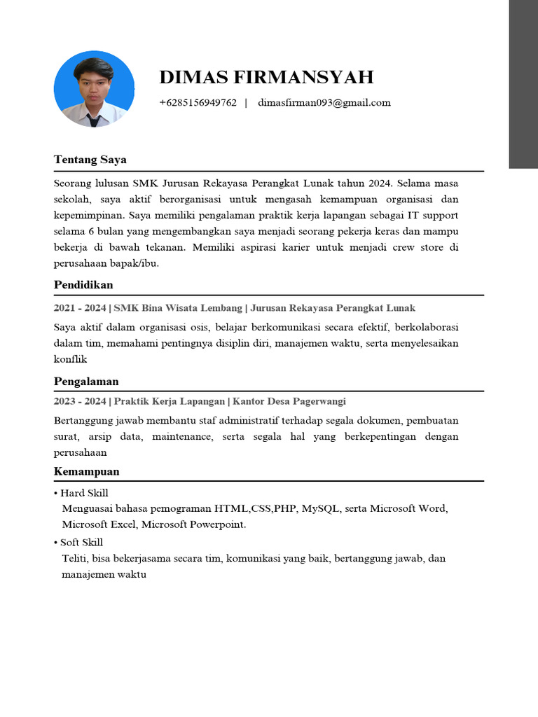 CV Ats | PDF | Karier & Perkembangan