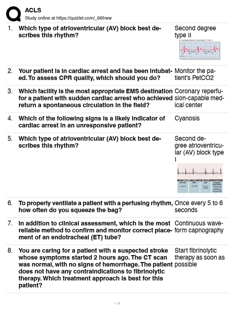 ACLS Test | PDF | Cardiopulmonary Resuscitation | Heart
