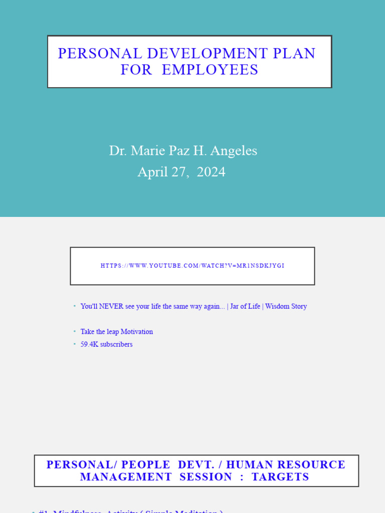 Session # 2 Personal Development & People Devt April 27, 2024 | PDF | Personal Development ...