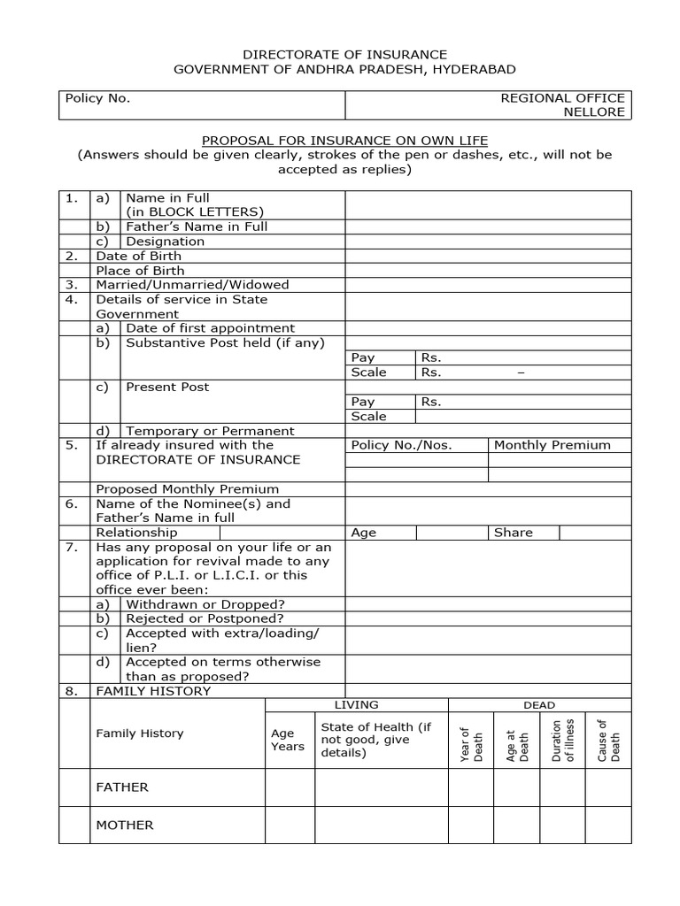 Proposal of APGLI Proforma | Download Free PDF | Life Insurance | Insurance